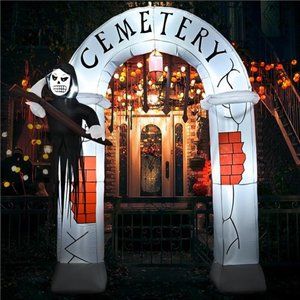Holiday | 8ft Tall Halloween Inflatable Grim Reaper Cemetery Archway ...